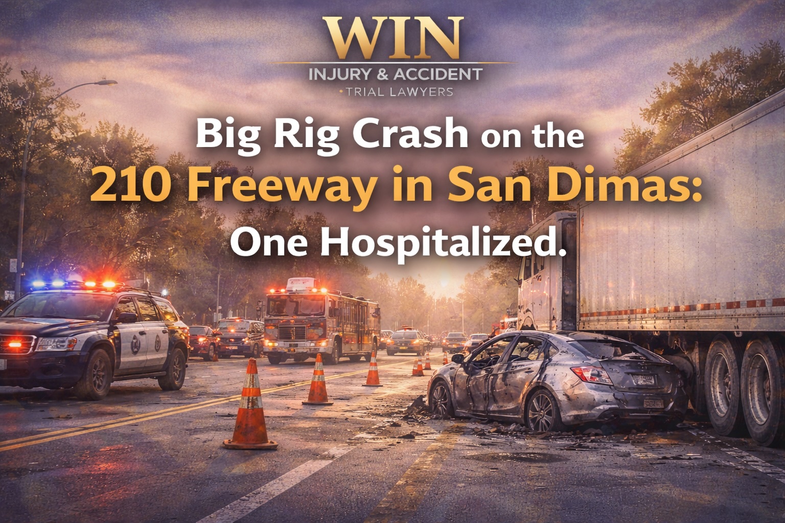 One Hospitalized After Big Rig Crash - 210 Freeway in San Dimas | WIN ...