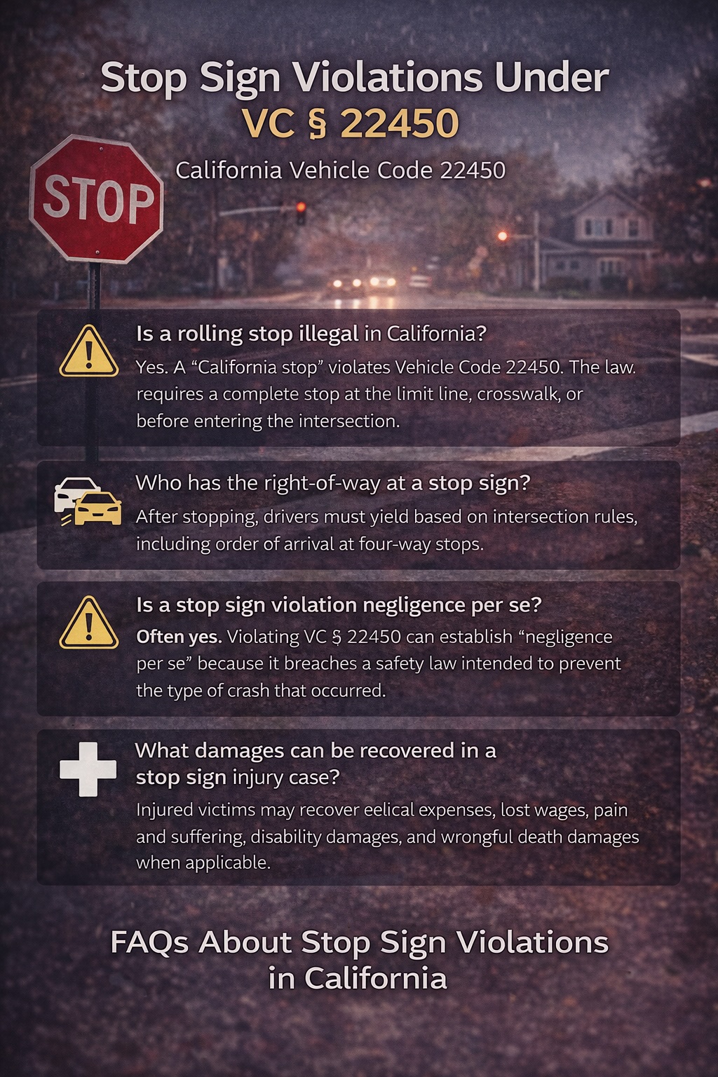 Vehicle Code 22450: Stop Sign Violations & Injury Liability (Guide ...