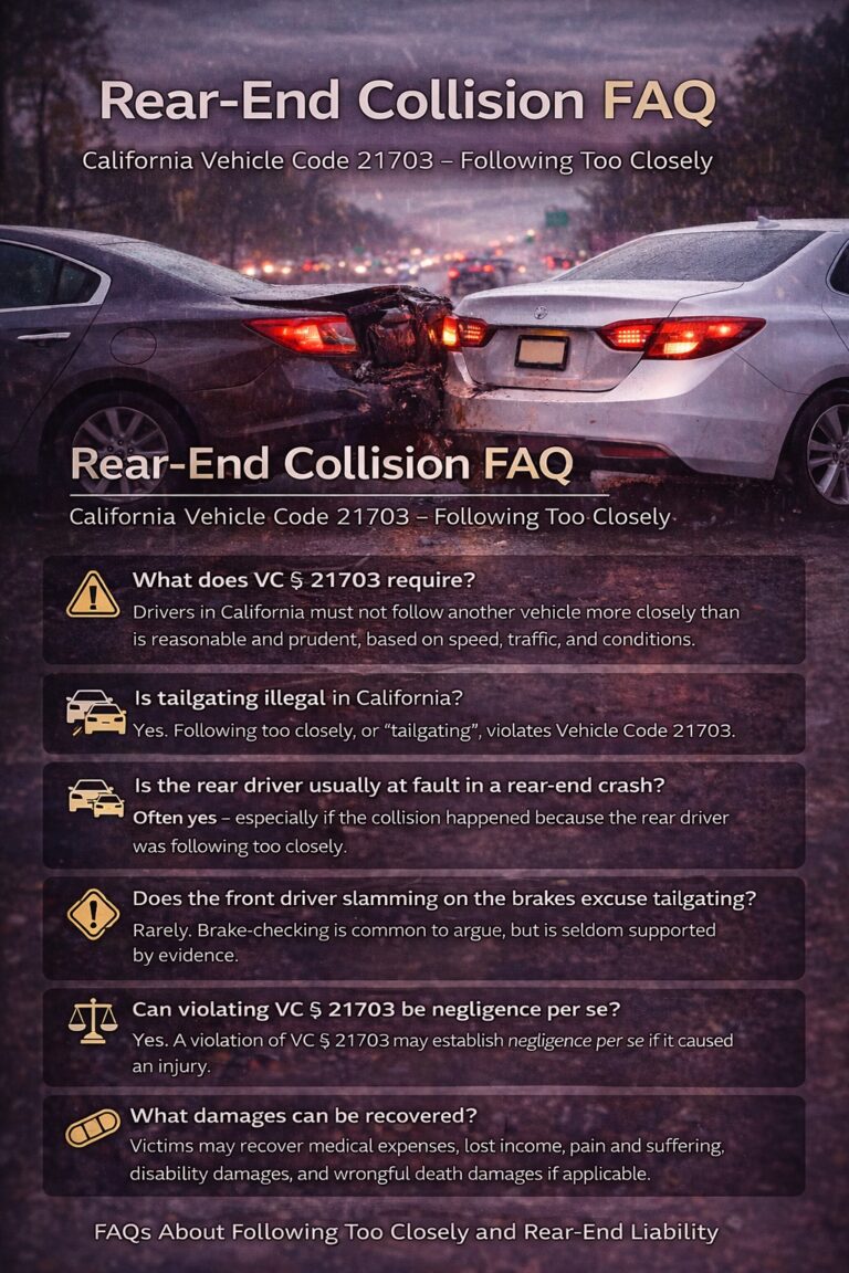 Vehicle Code 21703: Following Too Closely & Rear-End Liability | WIN ...