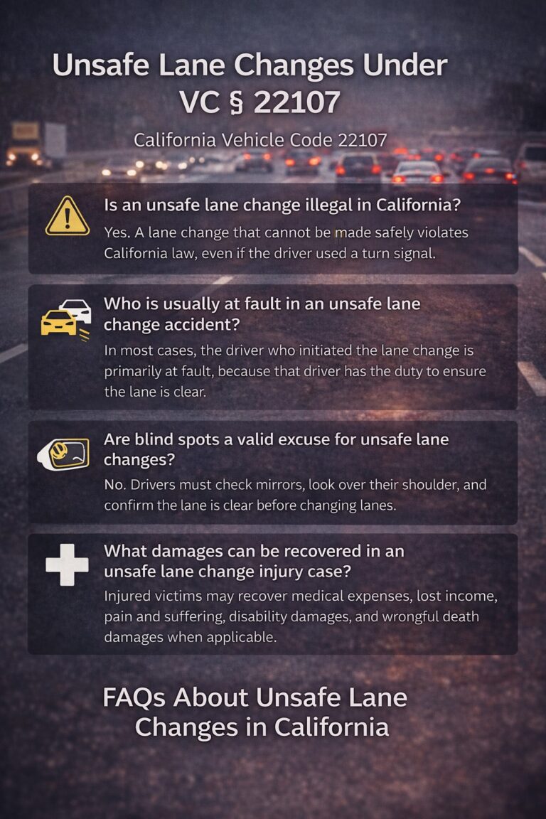Vehicle Code 22107: Unsafe Lane Changes & Injury Liability in CA | WIN ...