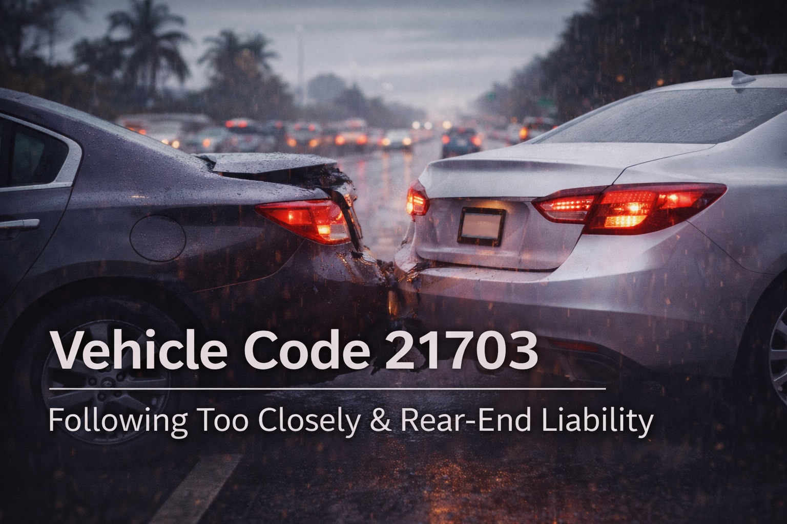 Vehicle Code 21703: Following Too Closely & Rear-End Liability | WIN ...